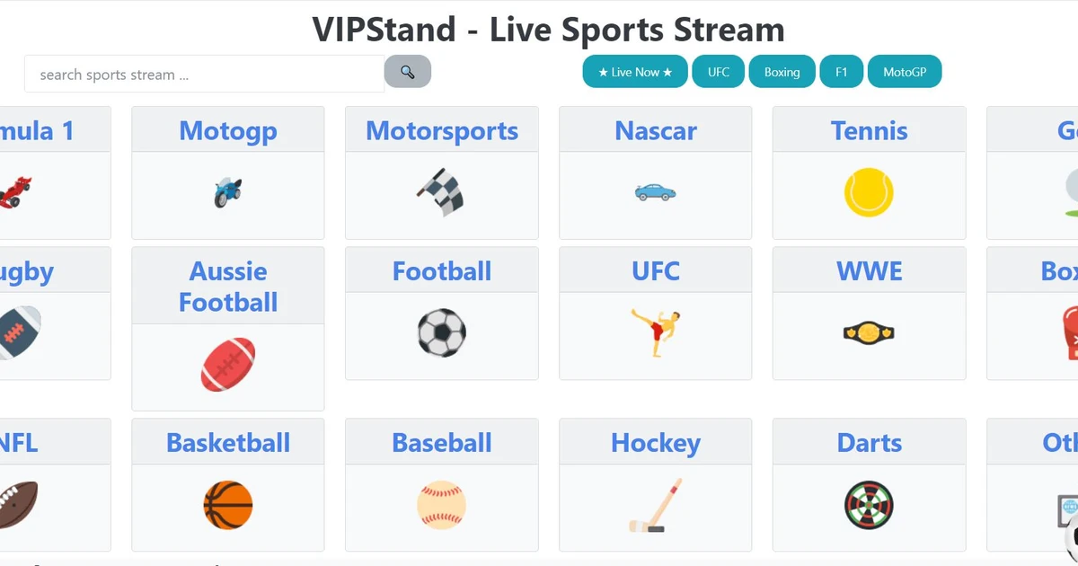 VIPStand - A Sports Search Engine That Allows You To Find And Watch ...