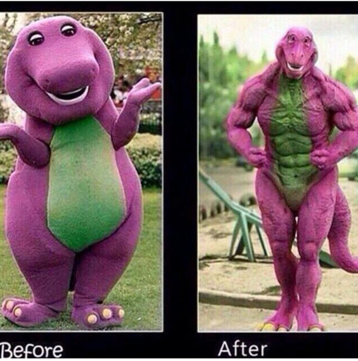 The Buff Barney Meme - How A Friendly Dinosaur Become A Bodybuilding Icon